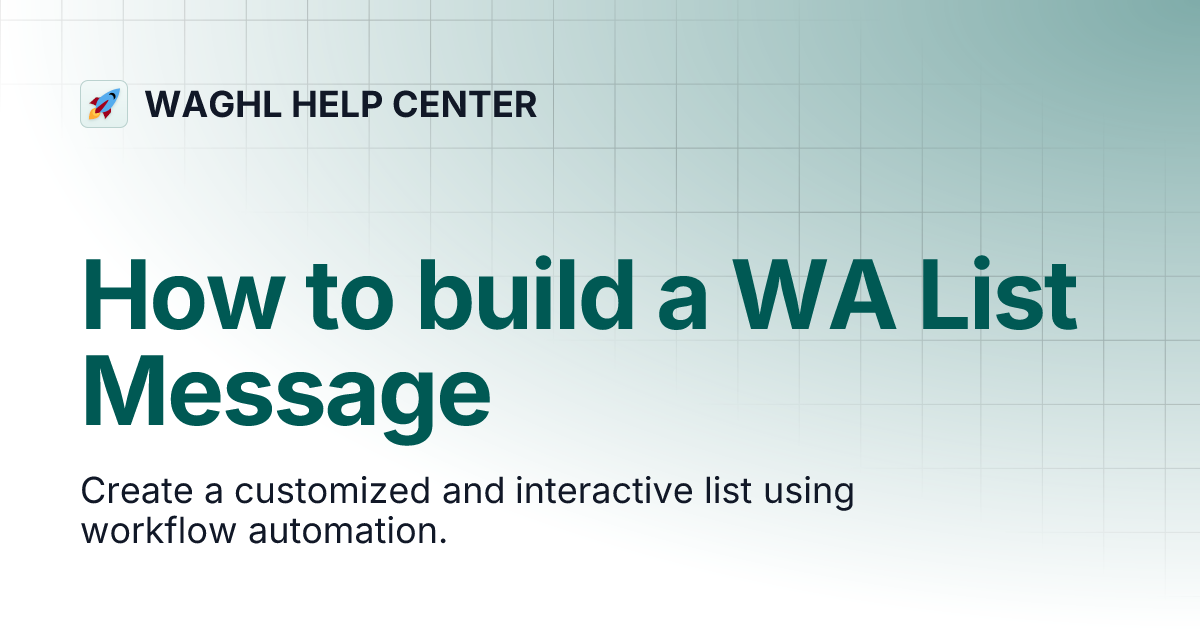 How to build a WA List Message | WAGHL HELP CENTER